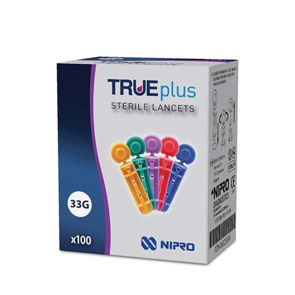 Nipro True Plus Sterile Lancets 33G Αποστειρωμένοι Σκαρφιστήρες 100 τμχ ...